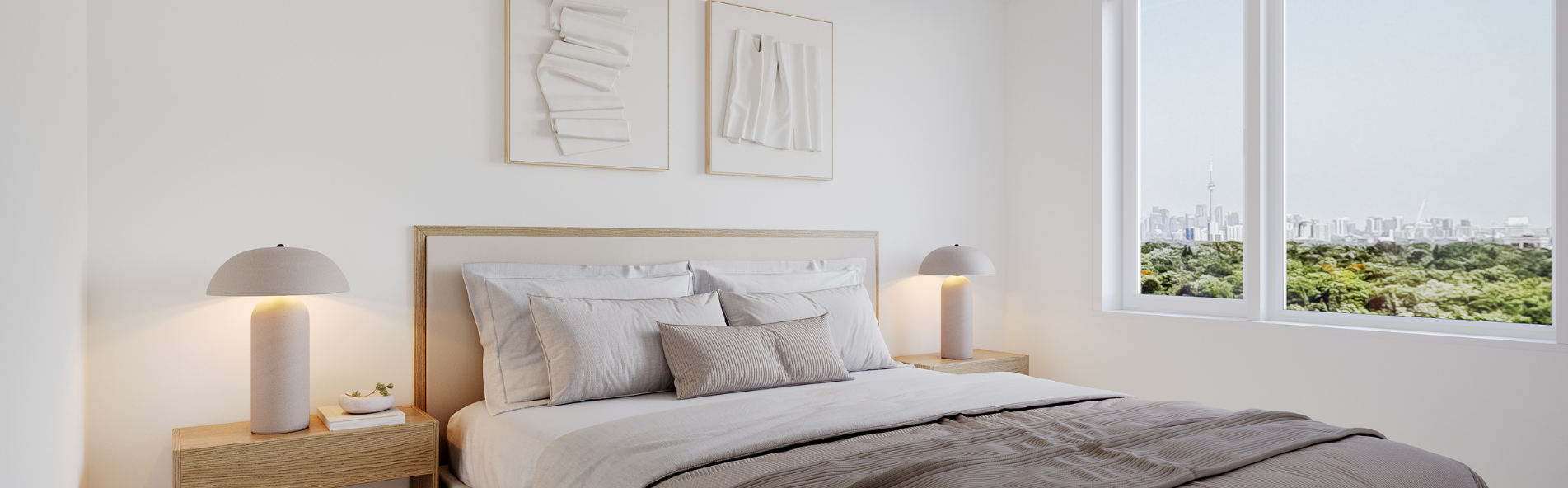 Rendered bedroom image of the brand new one-bedroom affordable suites ...